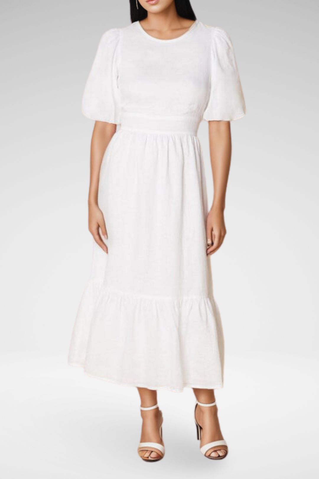 Hire Janielle Midi Dress Plain White | Faithfull | GlamCorner