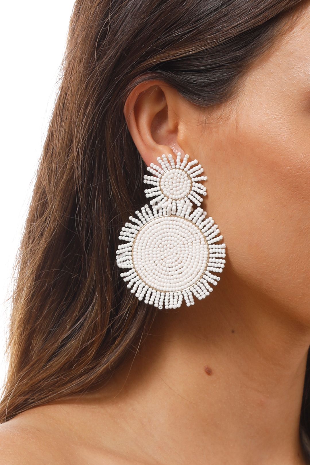 Buy Seed Bead Disc and Fringe Edge Drop Earrings By Adorne
