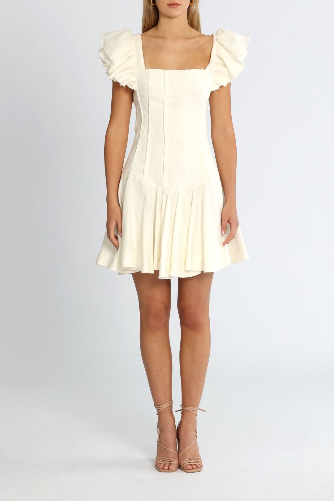 Hire Breathless Mini Dress in Ivory | AJE | GlamCorner