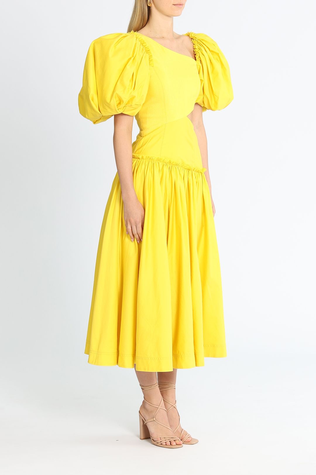 Hire Chateau Cut Out Midi Dress in Yellow | AJE | GlamCorner