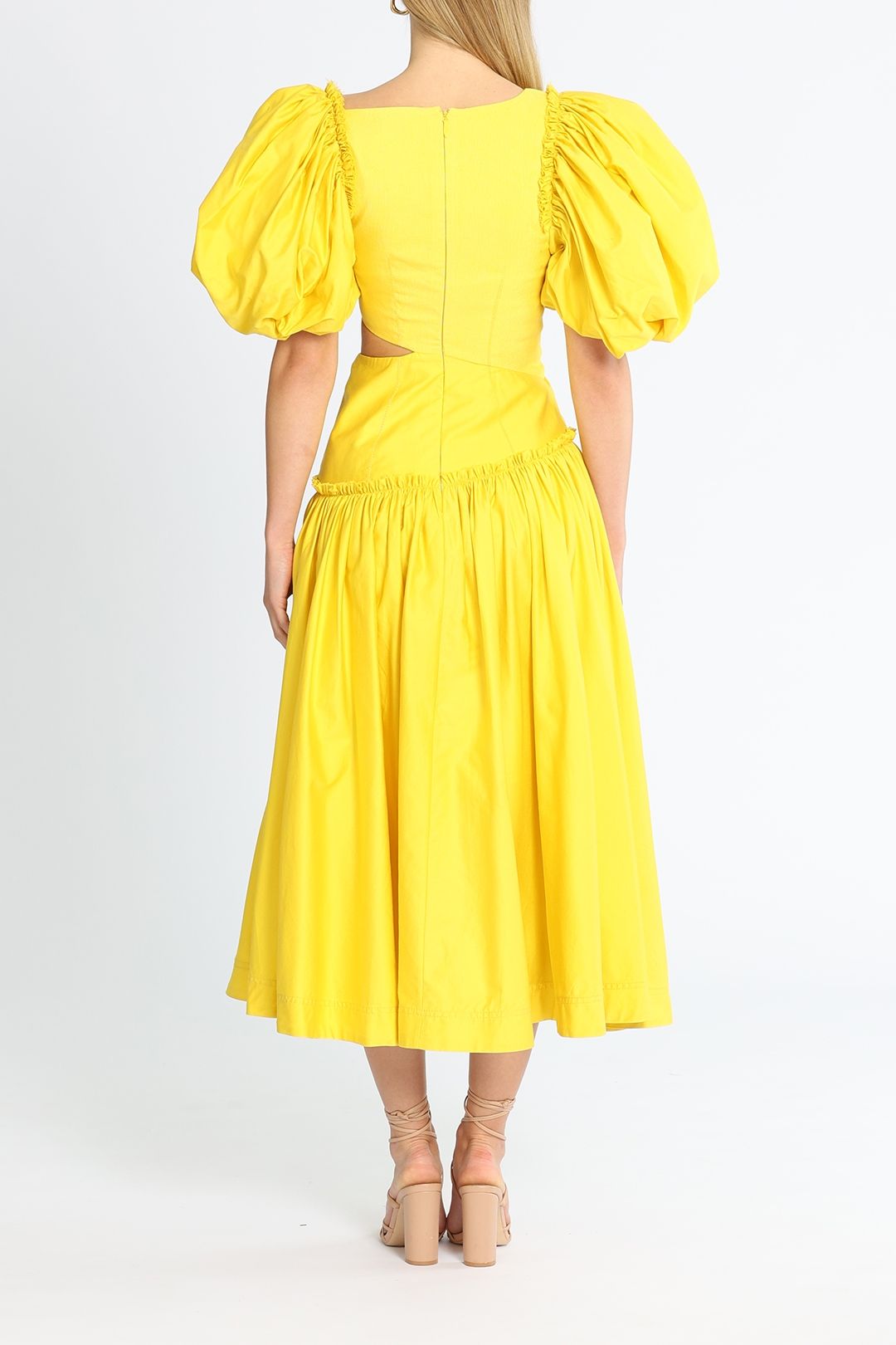 Hire Chateau Cut Out Midi Dress in Yellow | AJE | GlamCorner