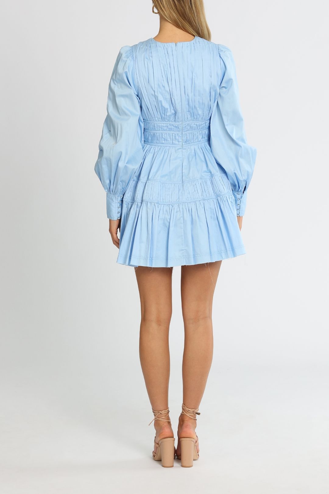 Hire Fallingwater Gathered Mini Dress in Powder Blue | AJE | GlamCorner