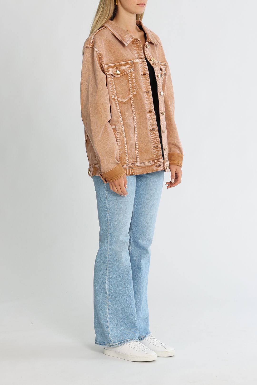Hire Philia Denim Jacket in Coffee | AJE | GlamCorner