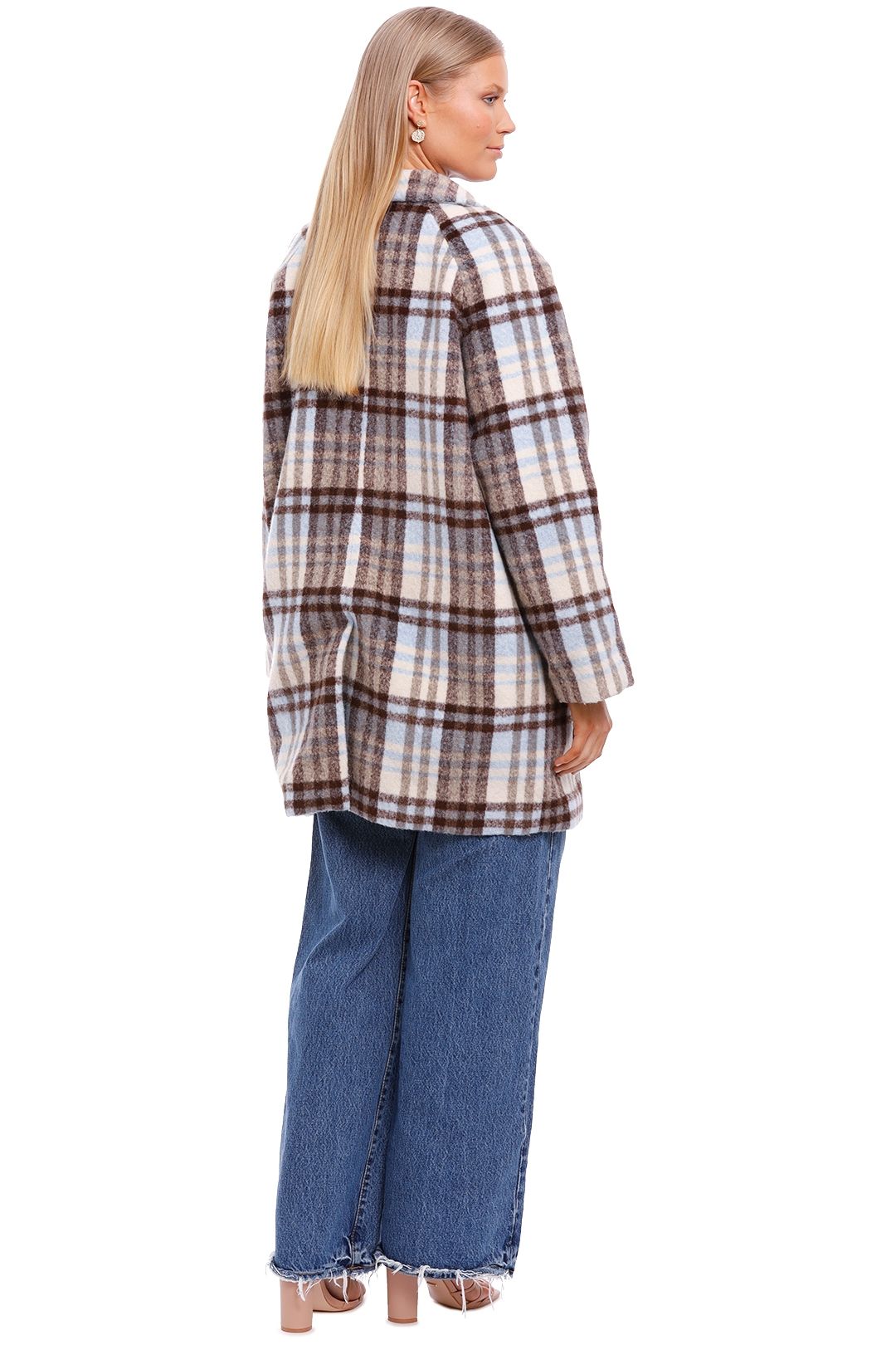 Hire Chloe Check Coat in Pale Blue | Bande Studio | GlamCorner