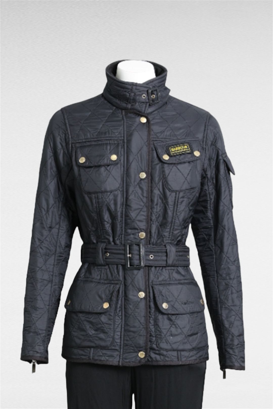 Buy Quilted High Neck Jacket in Navy | Barbour International | GlamCorner