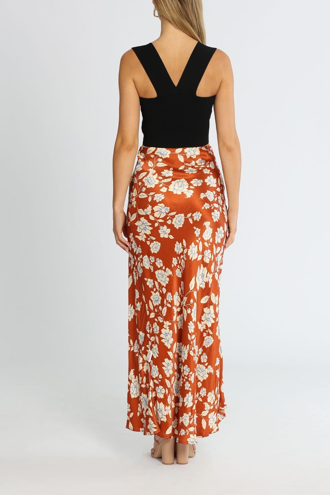 Hire Blossom Maxi Skirt in Rust Print | Bec and Bridge | GlamCorner