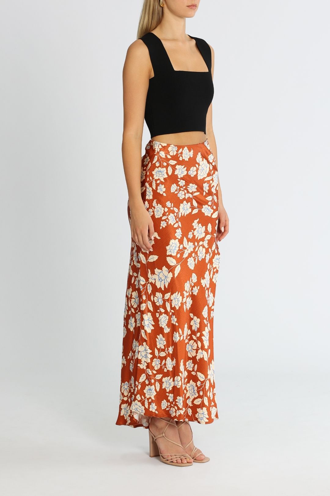 Hire Blossom Maxi Skirt in Rust Print | Bec and Bridge | GlamCorner