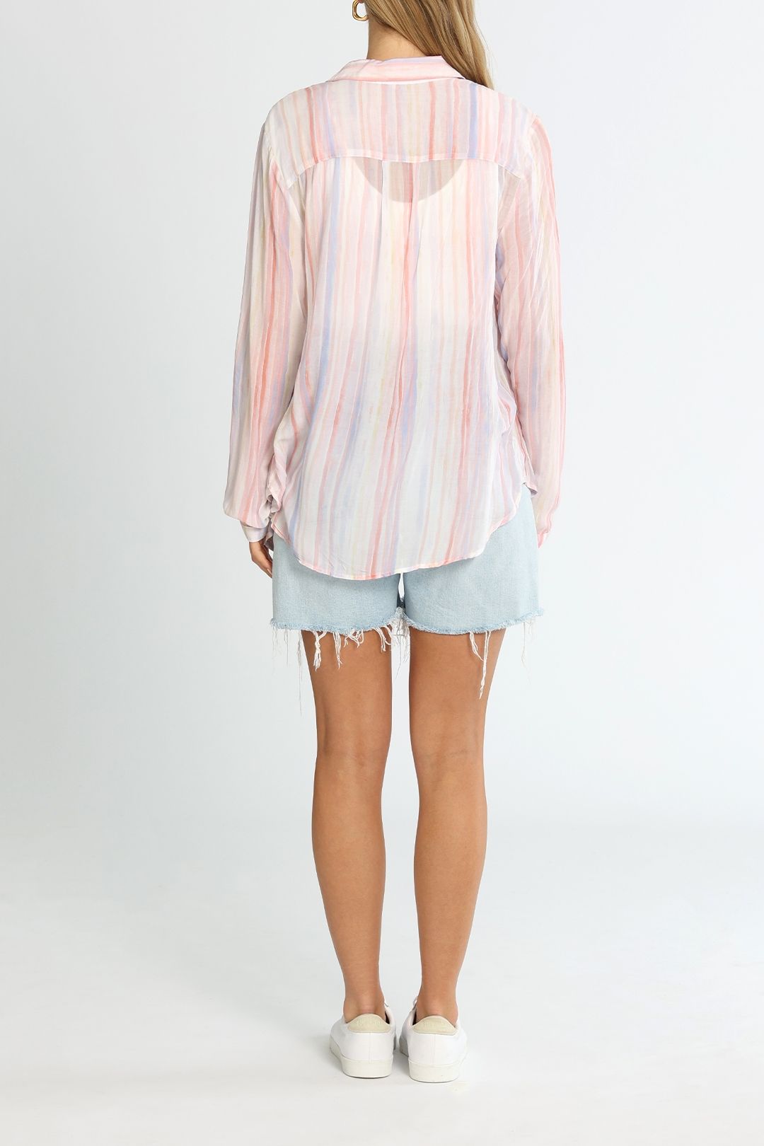Hire Full Button Down Hipster Shirt in Sunrise Stripe Print | Bella ...