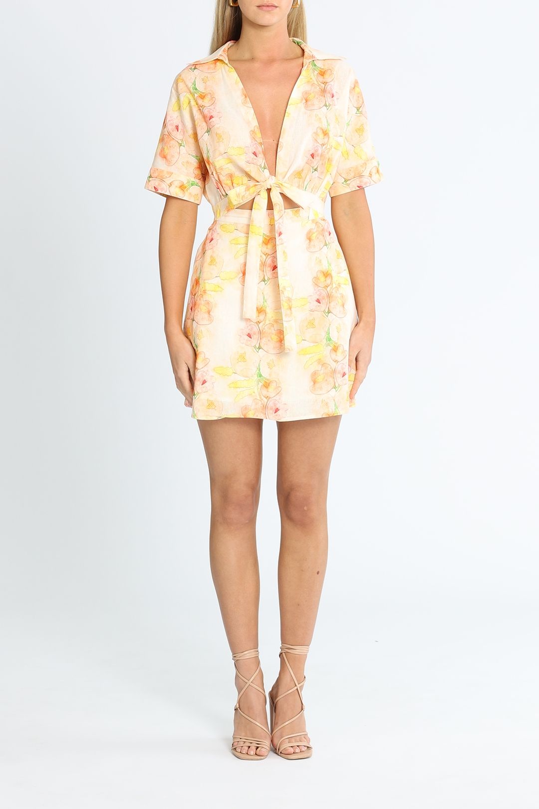 Hire Open Arms Cut Out Dress in Floral | [Designer] | GlamCorner