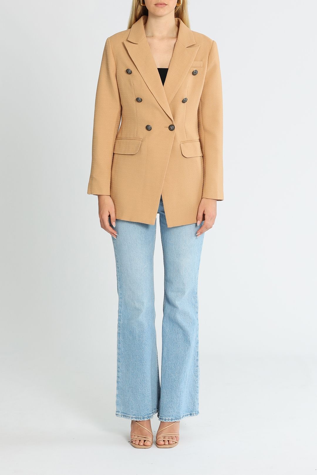 Hire Princess Polly Weave Blazer Camel | Belle and Bloom | GlamCorner