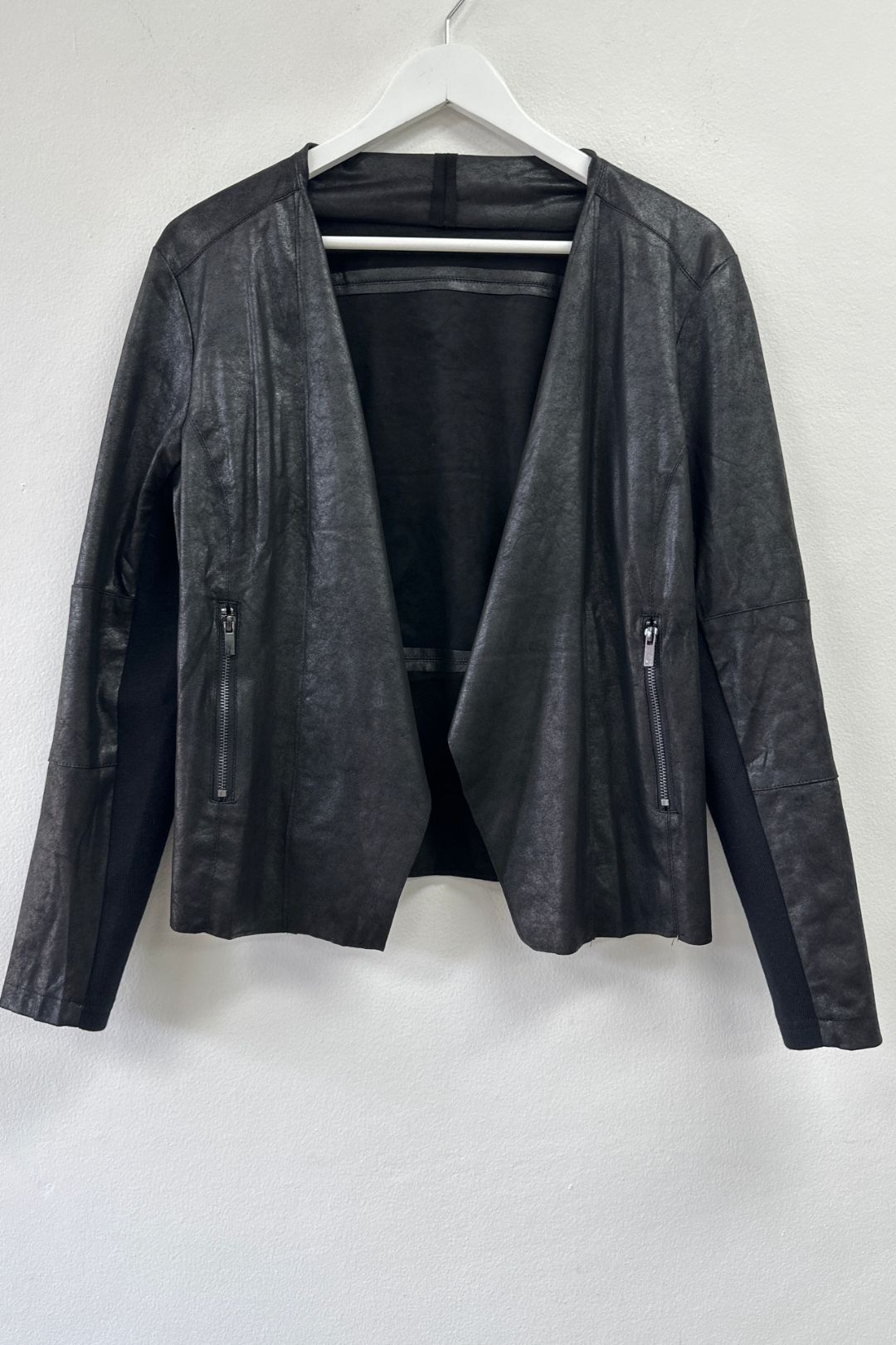 Buy Black Faux Leather Empire Jacket | Brave and True | GlamCorner