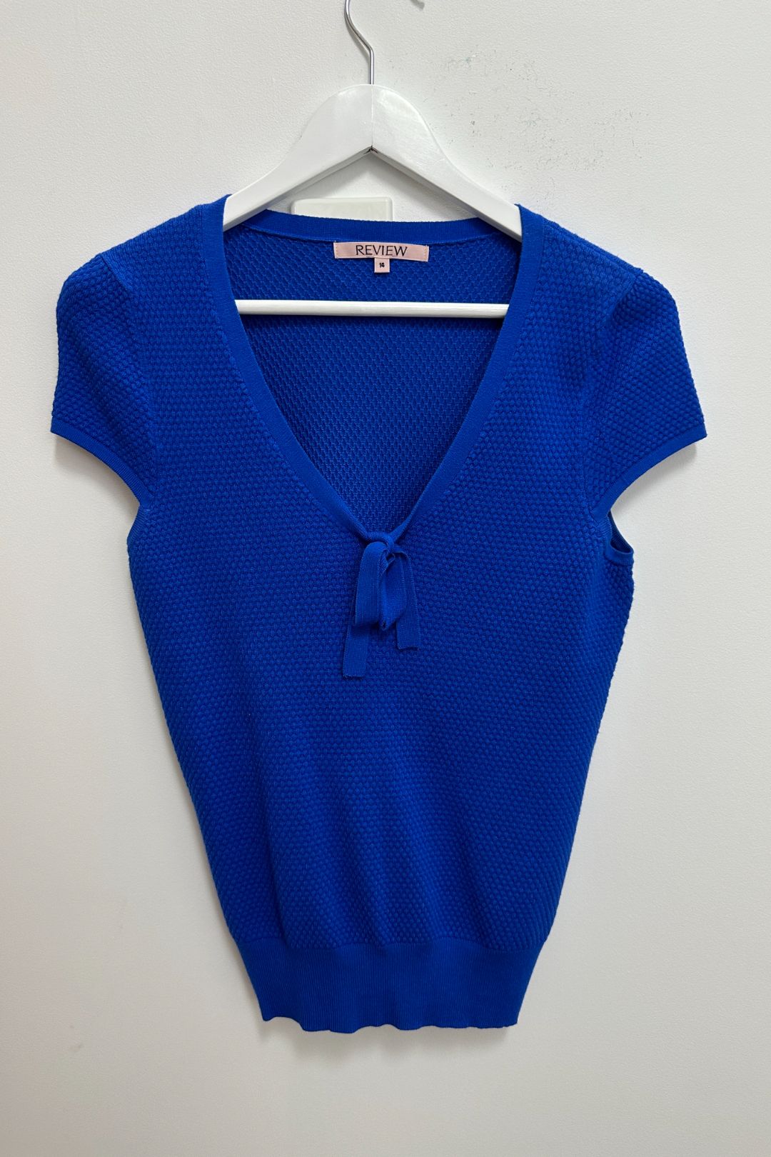 Buy Blue Cap Sleeve Knit Top | Review | GlamCorner