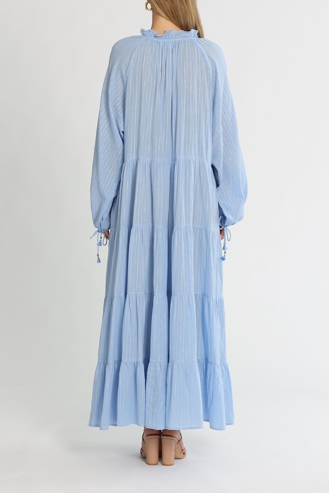 Hire Tiered Maxi Dress in Periwinkle Lurex | Bohemian Traders | GlamCorner