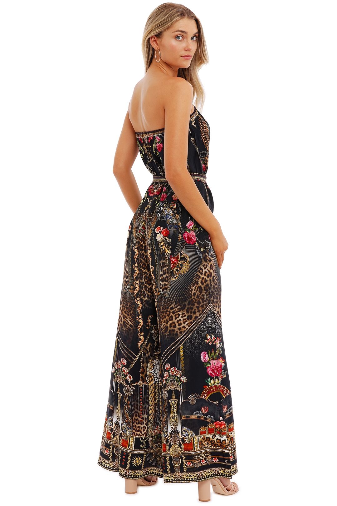 Hire Tie Waist Strapless Jumpsuit in Gothic Goddess | Camilla | GlamCorner