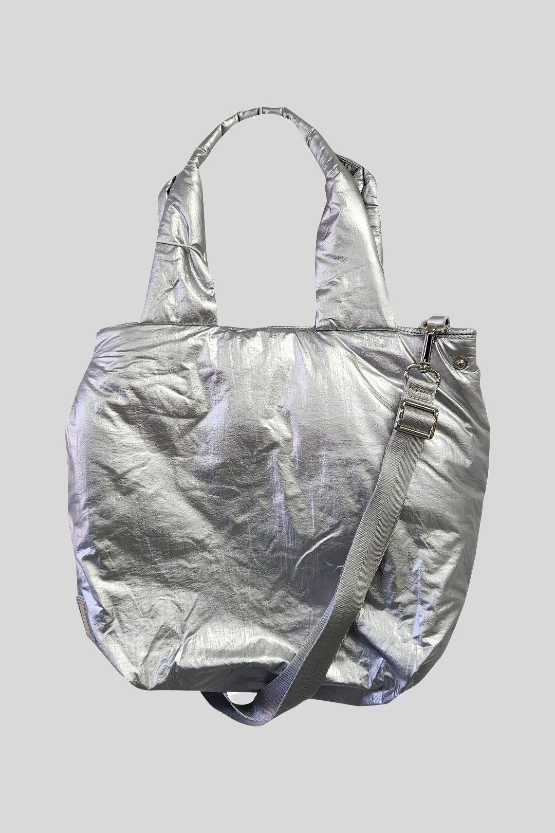 Buy Puffy Alto Bag in Metallic Silver | Caraa | GlamCorner