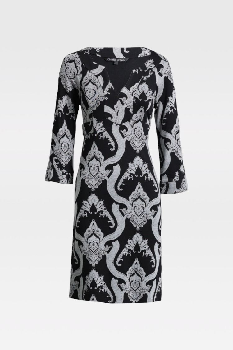 Buy Grey and Black Patterned Shift Dress | Charlie Brown | GlamCorner