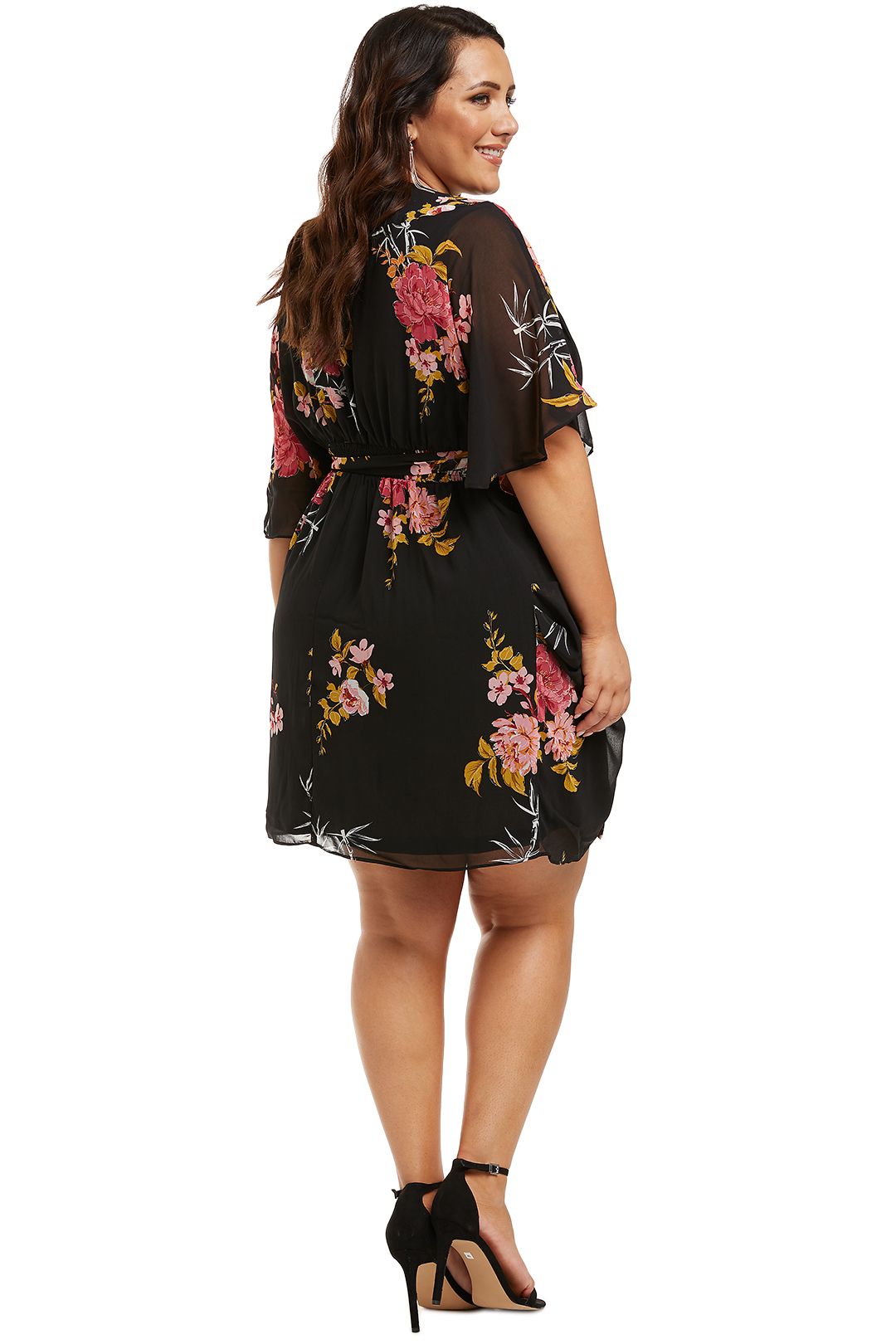 Beloved Wrap Dress in Black by City Chic for Hire | GlamCorner