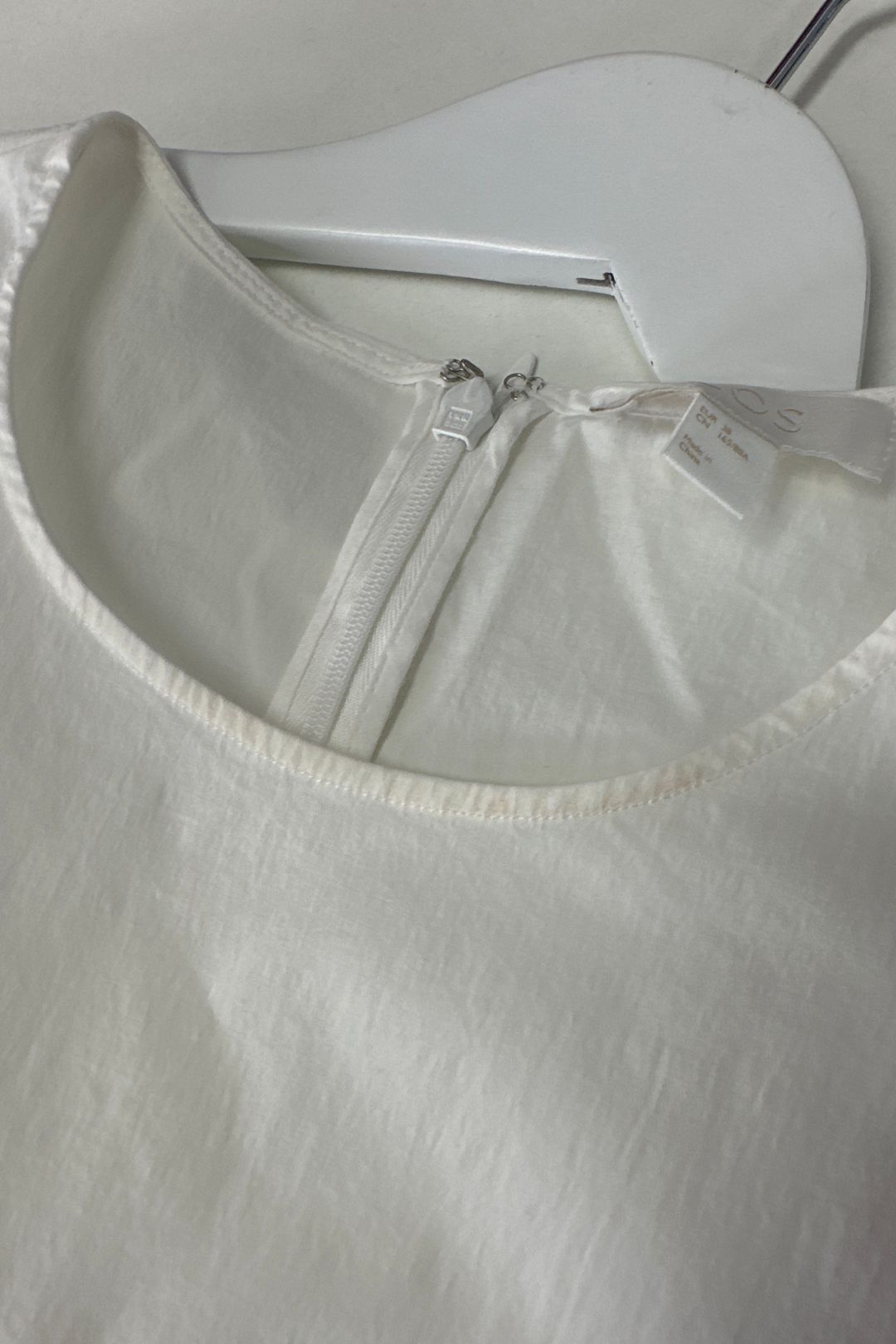 Buy White Ruffle Shift Dress | COS | GlamCorner