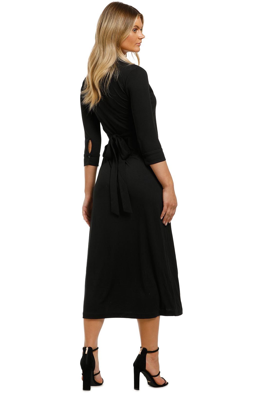 Wrap Jersey Dress in Black by Country Road for Hire | GlamCorner