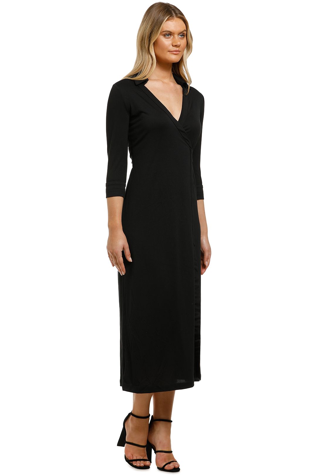 Wrap Jersey Dress in Black by Country Road for Hire | GlamCorner