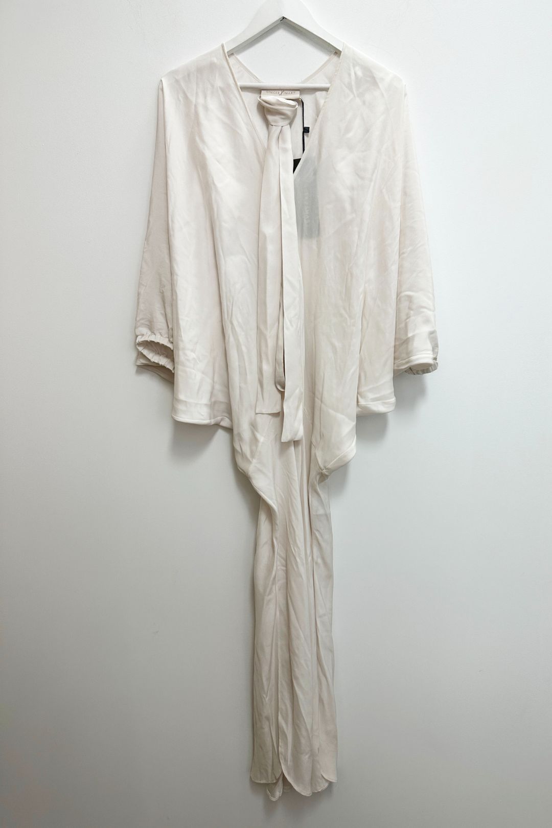 Buy Cursive Batwing Sleeves Long Dress in White | Ginger and Smart ...