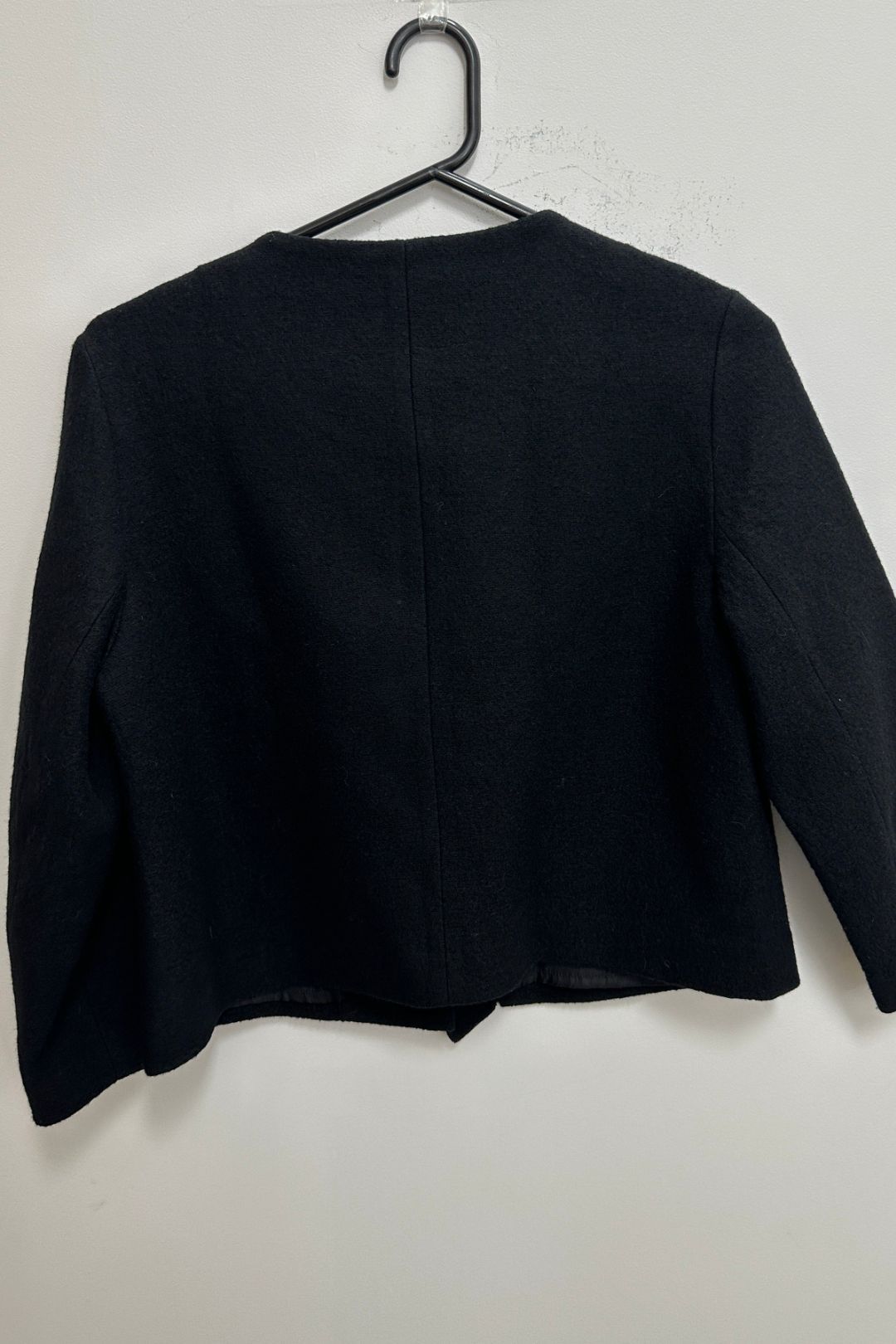 Buy Black Ruffled Round Neck Jacket | David Lawrence | GlamCorner