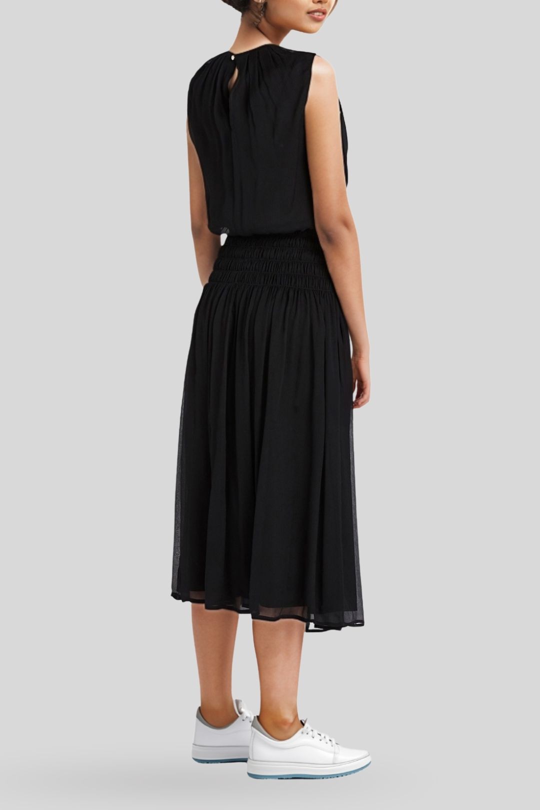 Hire Macie Silk Gathered Dress in Black | David Lawrence | GlamCorner