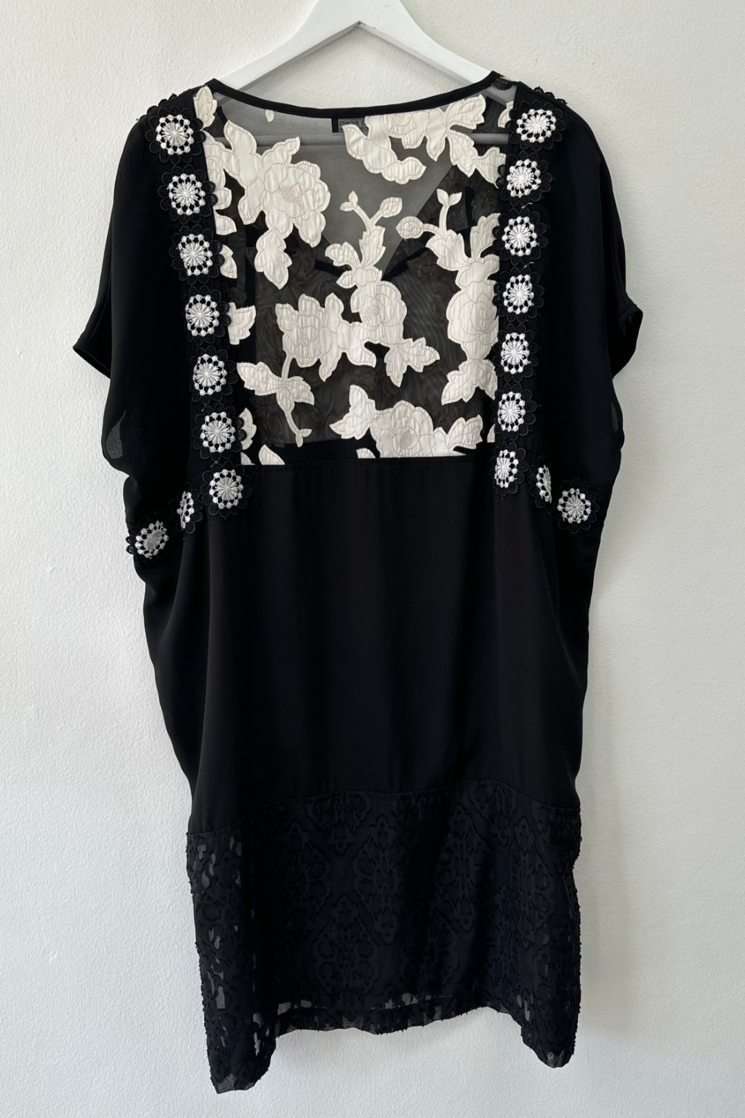 Buy Black Embroidered Shift Dress | David Pond NZ | GlamCorner