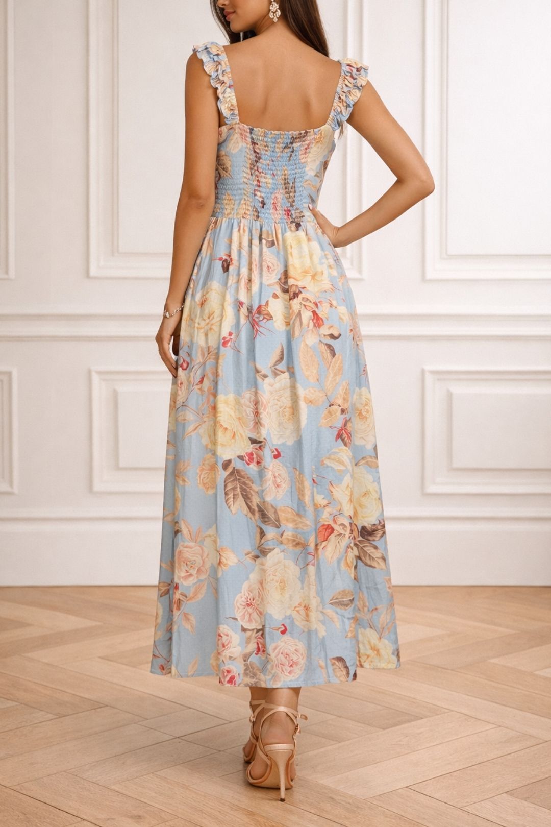 Hire Susanna Dress in Peach Fiore | Guess | GlamCorner