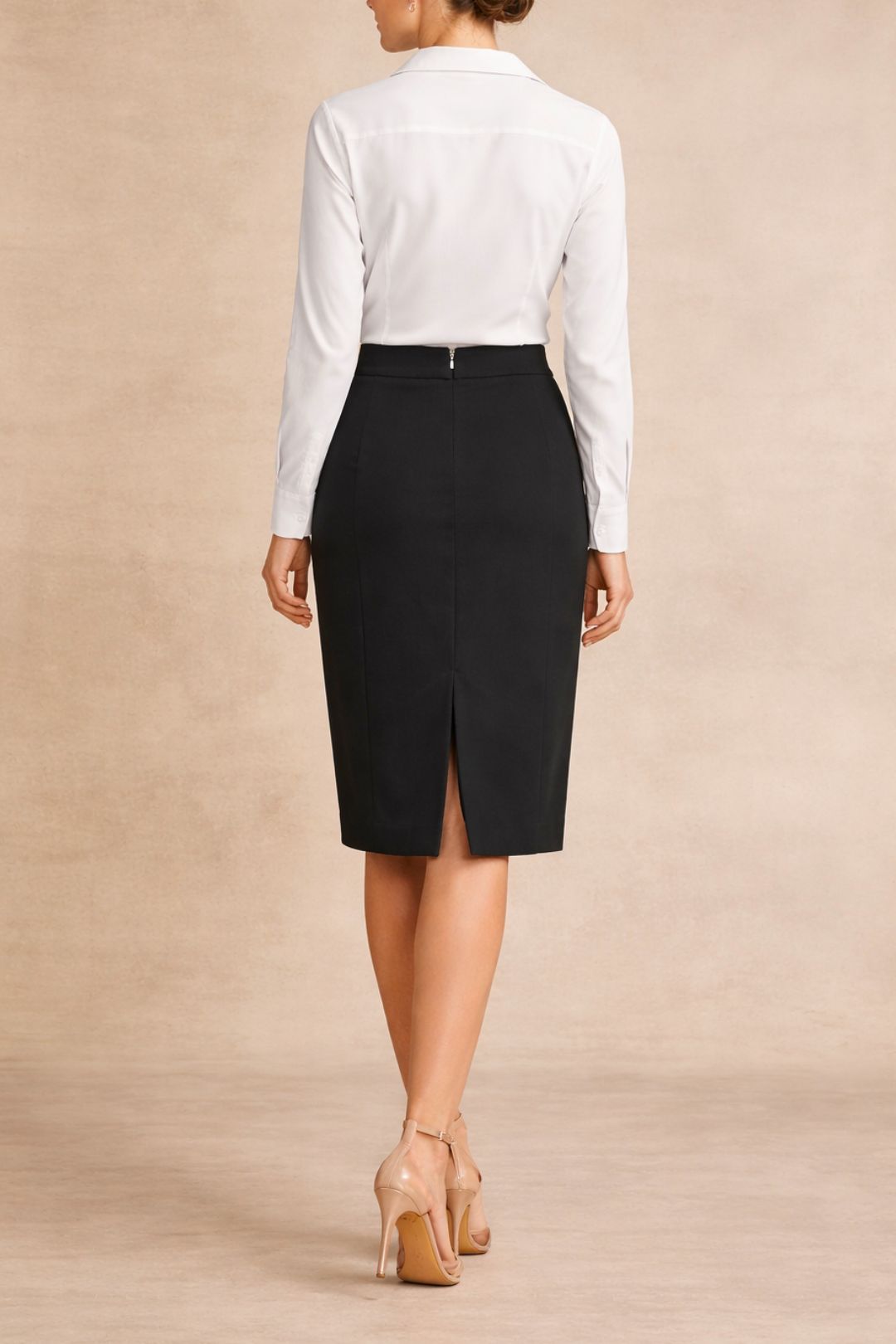 Hire Structured Black Pencil Midi Skirt | CUE | GlamCorner
