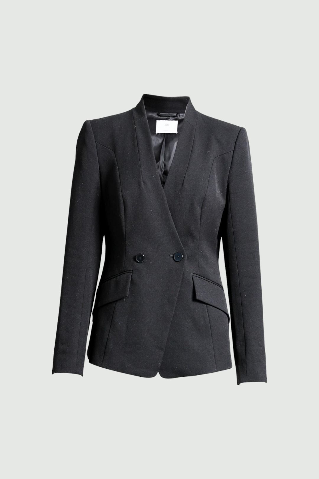 Buy Eco Twill Collarless Blazer in Black | Cue | GlamCorner
