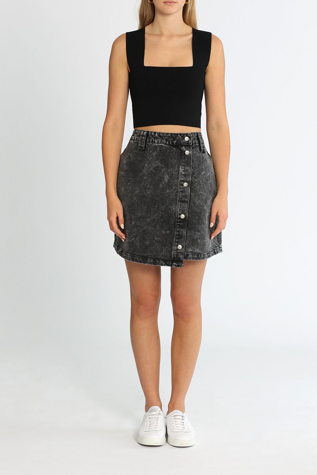 Hire Ally Denim Skirt in Acid Wash Black | Ena Pelly | GlamCorner