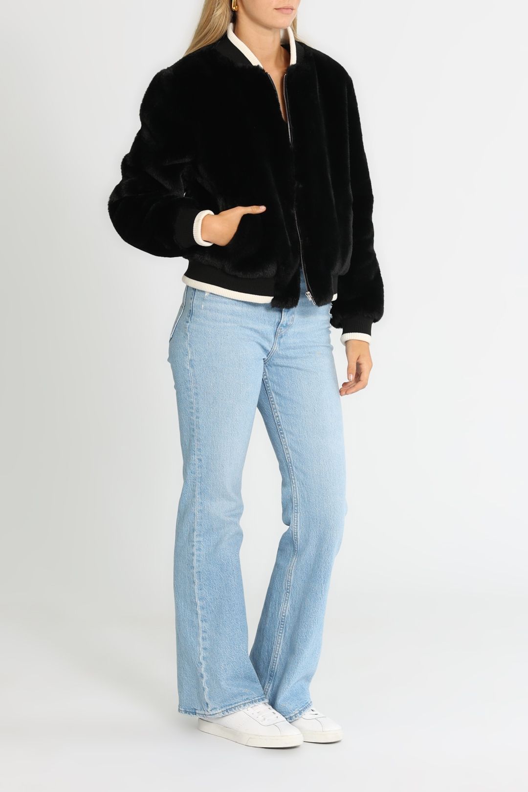 Hire Essential Faux Fur Bomber Jacket - Black | Ena Pelly | GlamCorner
