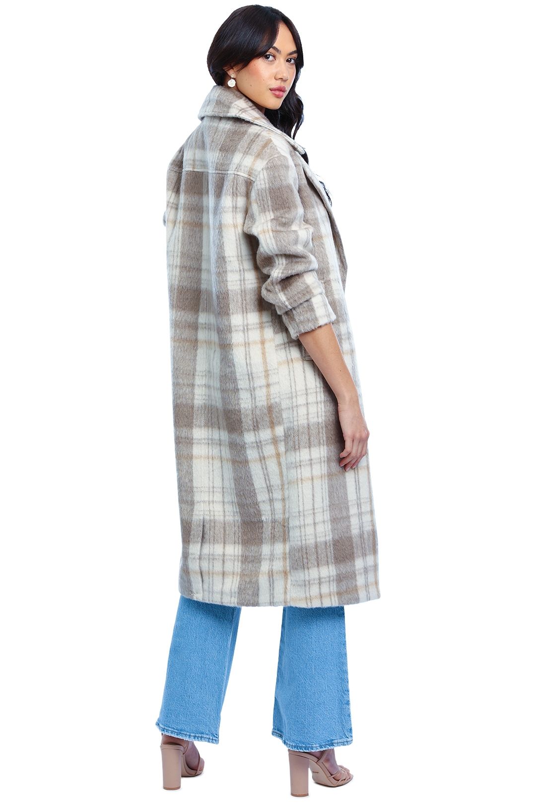 Hire Empire Coat in Natural Check | Esmaeé | GlamCorner