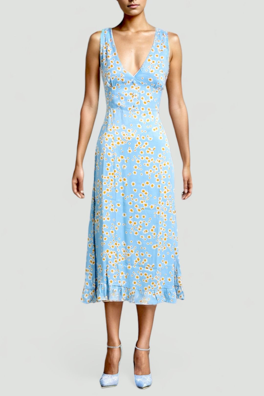 Hire Emili Sun Dress In Le Bon Blue Floral | Faithfull | GlamCorner