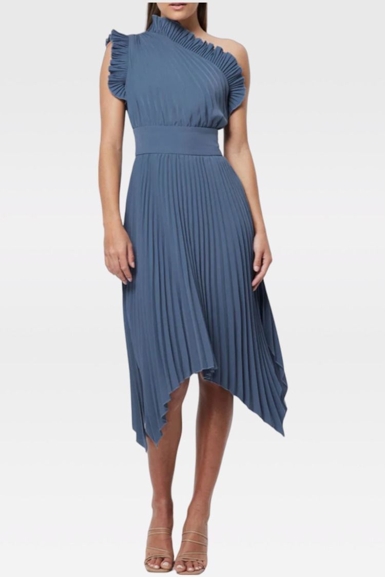 Buy The Ladylike Dress in Steel Blue | Mossman | GlamCorner