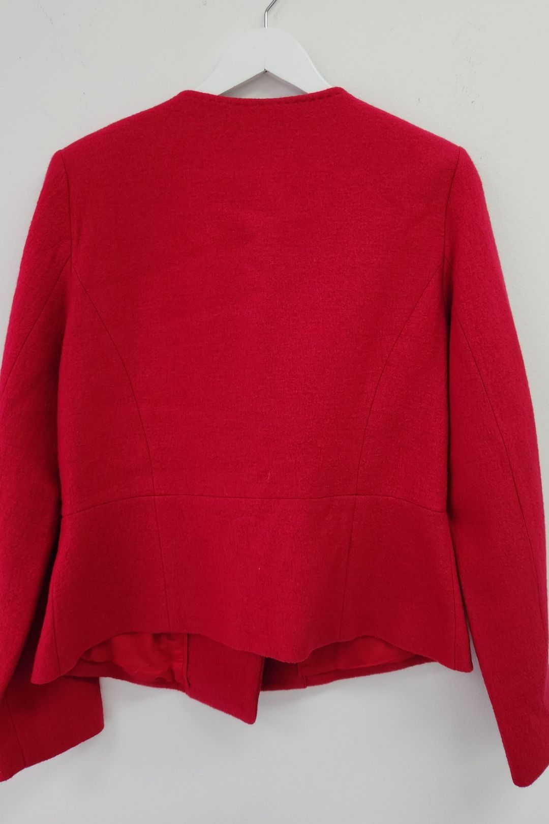 Buy Fuschia Pink Peplum Wool Jacket | David Lawrence | GlamCorner