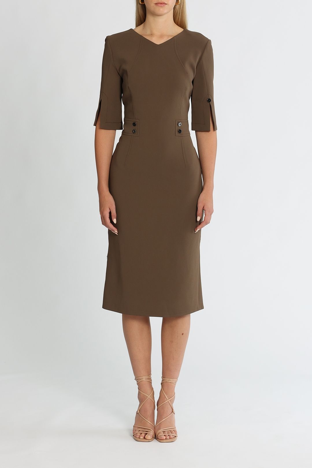 Hire Structured Dress in Tobacco | Ginger and Smart | GlamCorner