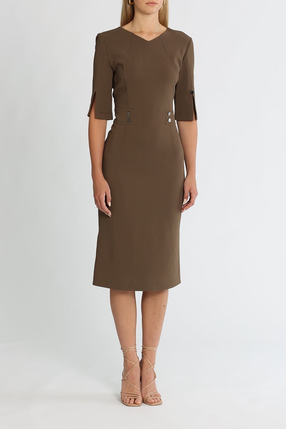 Hire Structured Dress in Tobacco | Ginger and Smart | GlamCorner