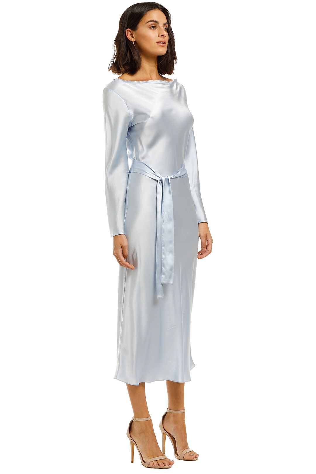 Hire Ella Sky Silk Dress by Ginia | GlamCorner