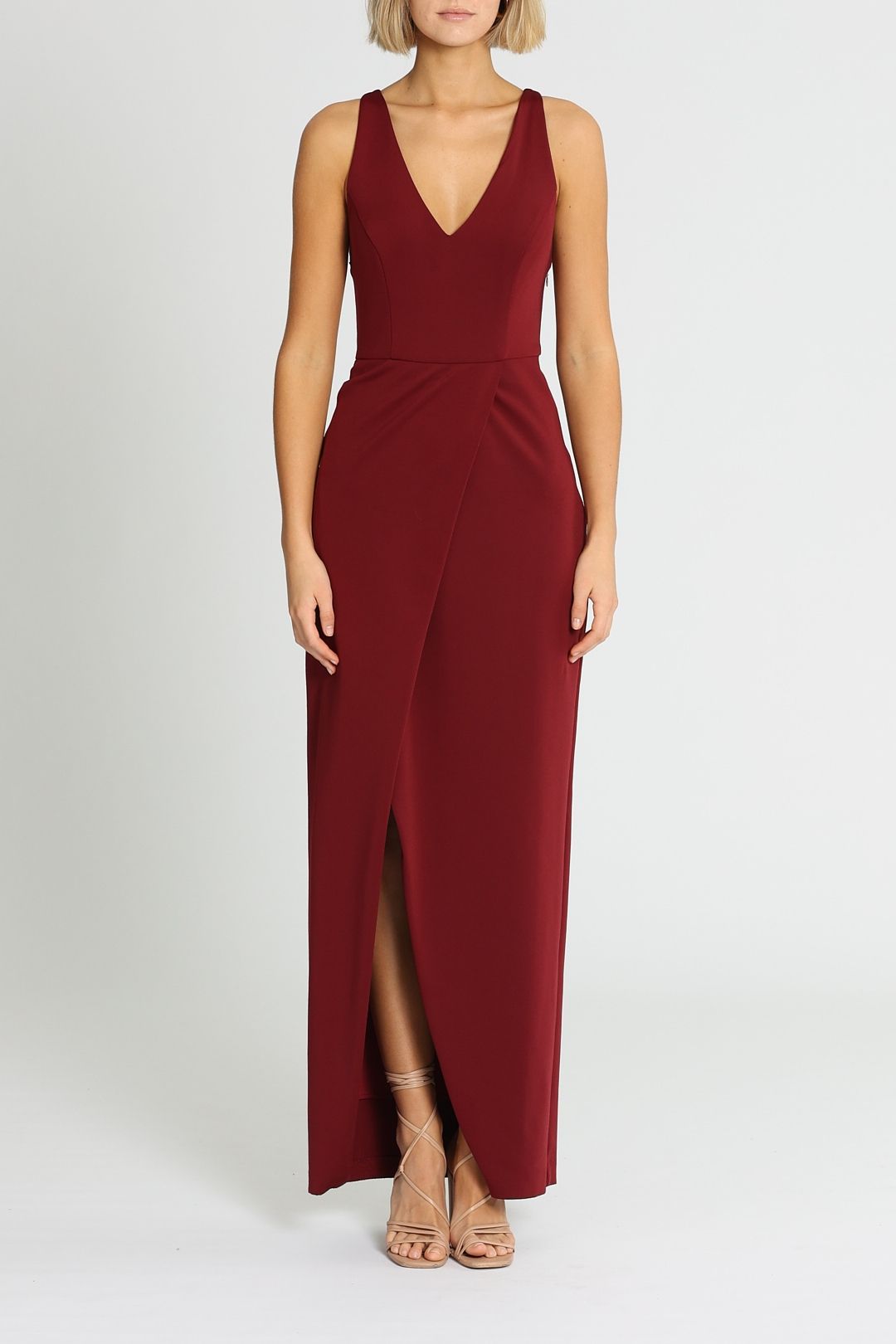 Gold Rush Neon Gown in Wine Red by Grace & Hart for Hire
