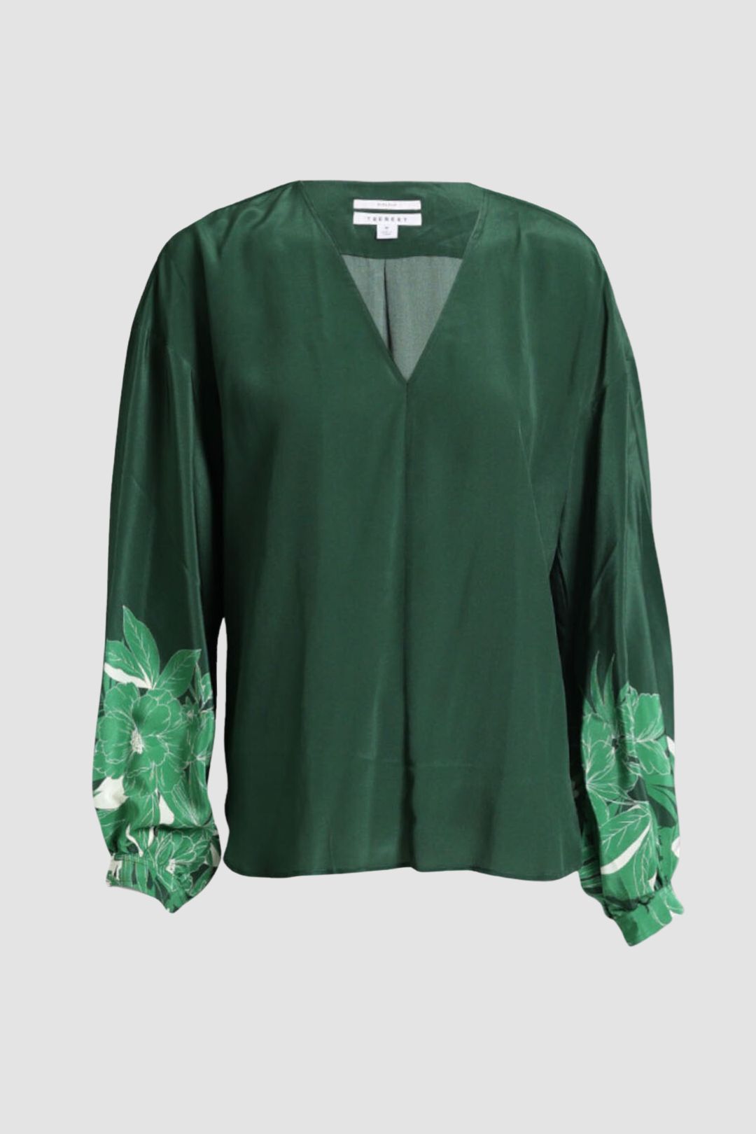 Buy Green Floral Silk Blouse | Trenery | GlamCorner