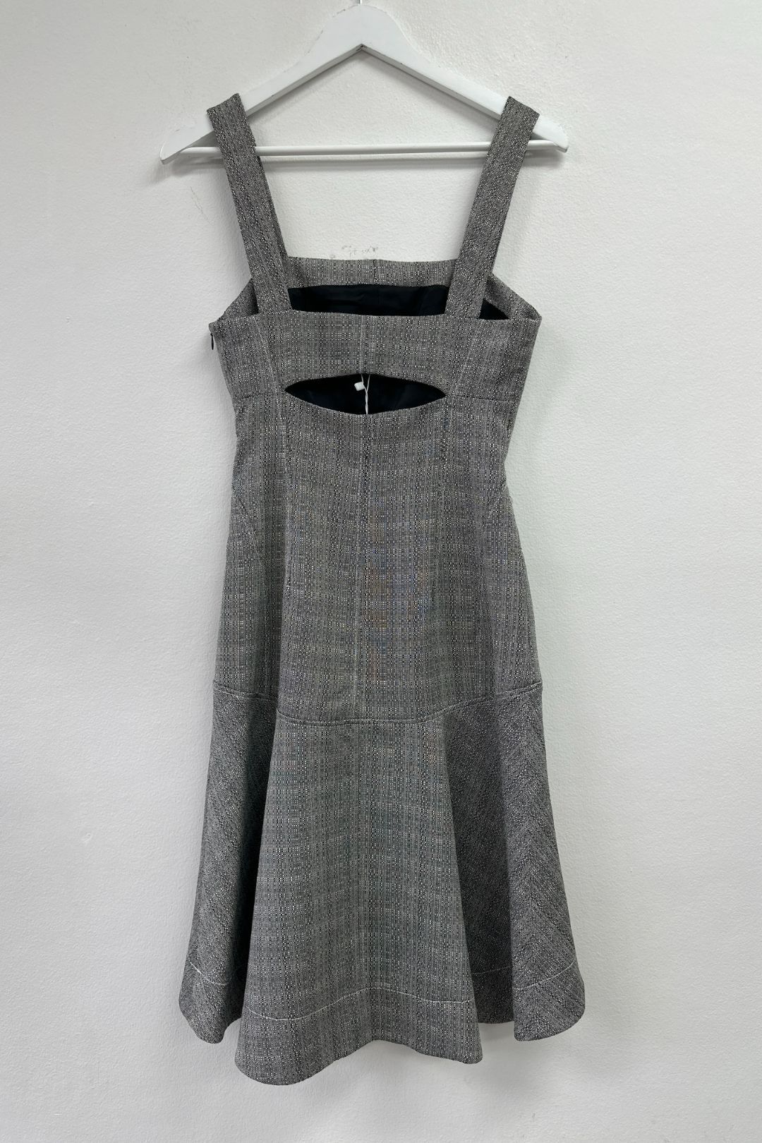 Buy Graphic Tweed Apron Square Neck Dress in Grey | Veronika Maine ...
