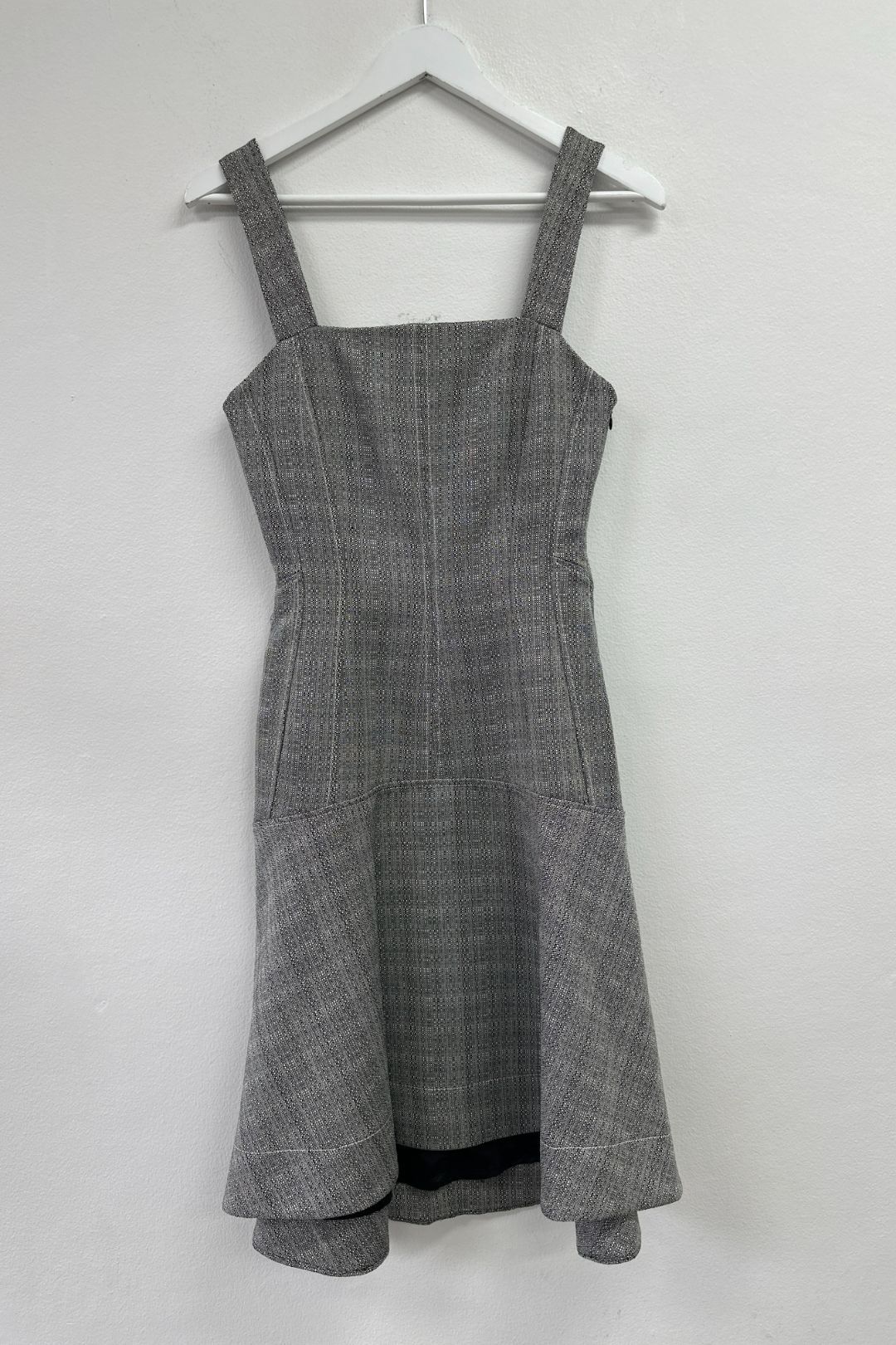 Buy Graphic Tweed Apron Square Neck Dress in Grey | Veronika Maine ...