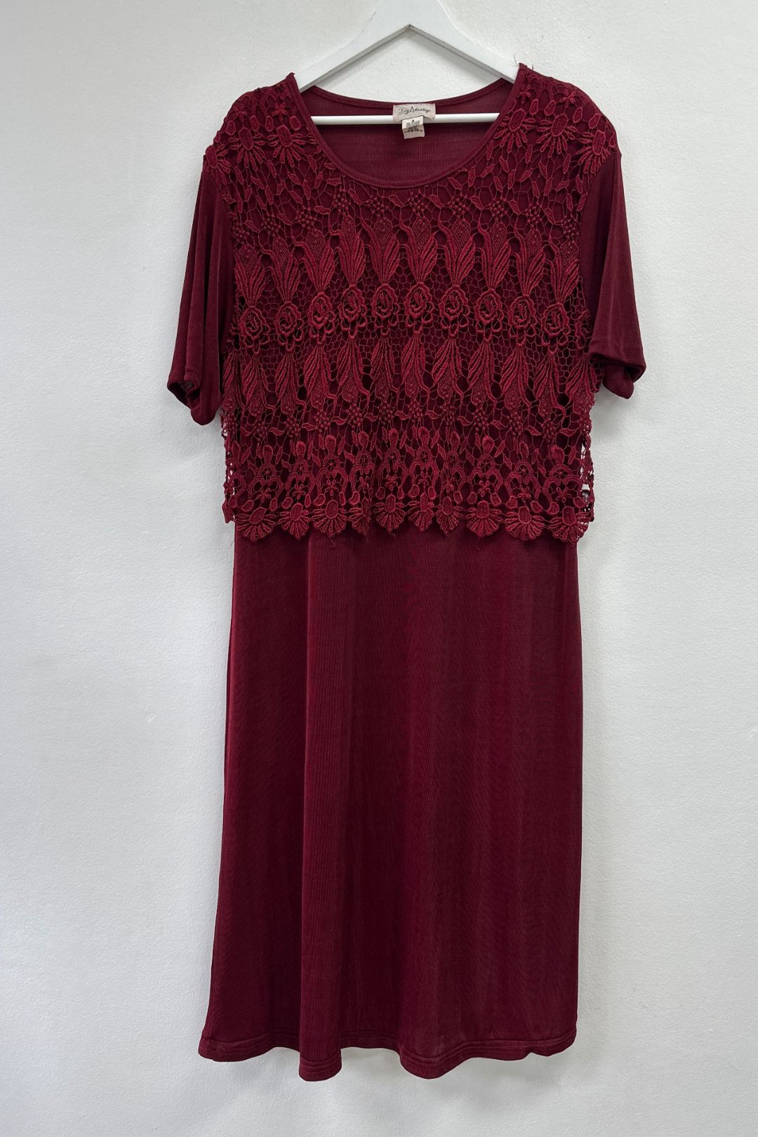 Buy Guipure Maroon Lace Evening Dress | Big Advantage | GlamCorner