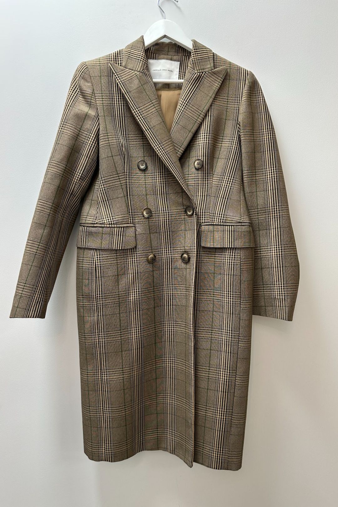 Buy Harlequin Check Print Hopper Coat | Camilla and Marc | GlamCorner