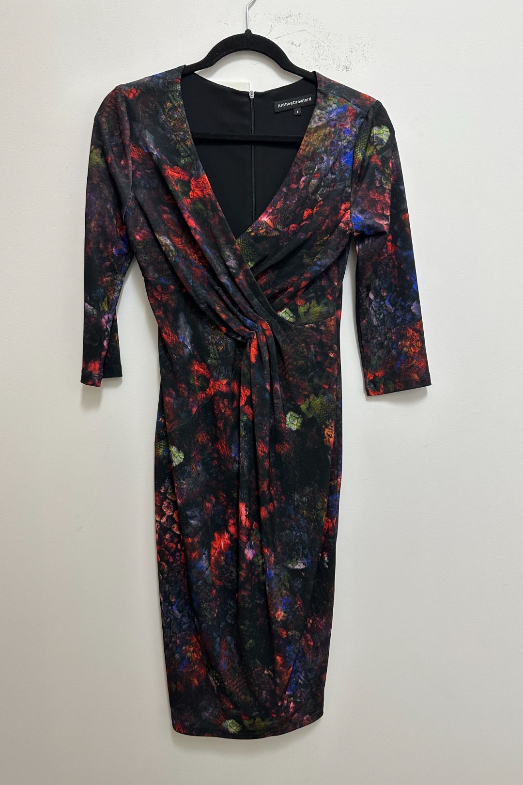 Buy Three Quarter Sleeve Cross Over Dress | Anthea Crawford | GlamCorner