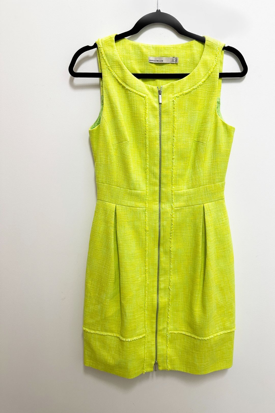 Buy Lime Green Tweed Mini Dress | Karen Millen | GlamCorner