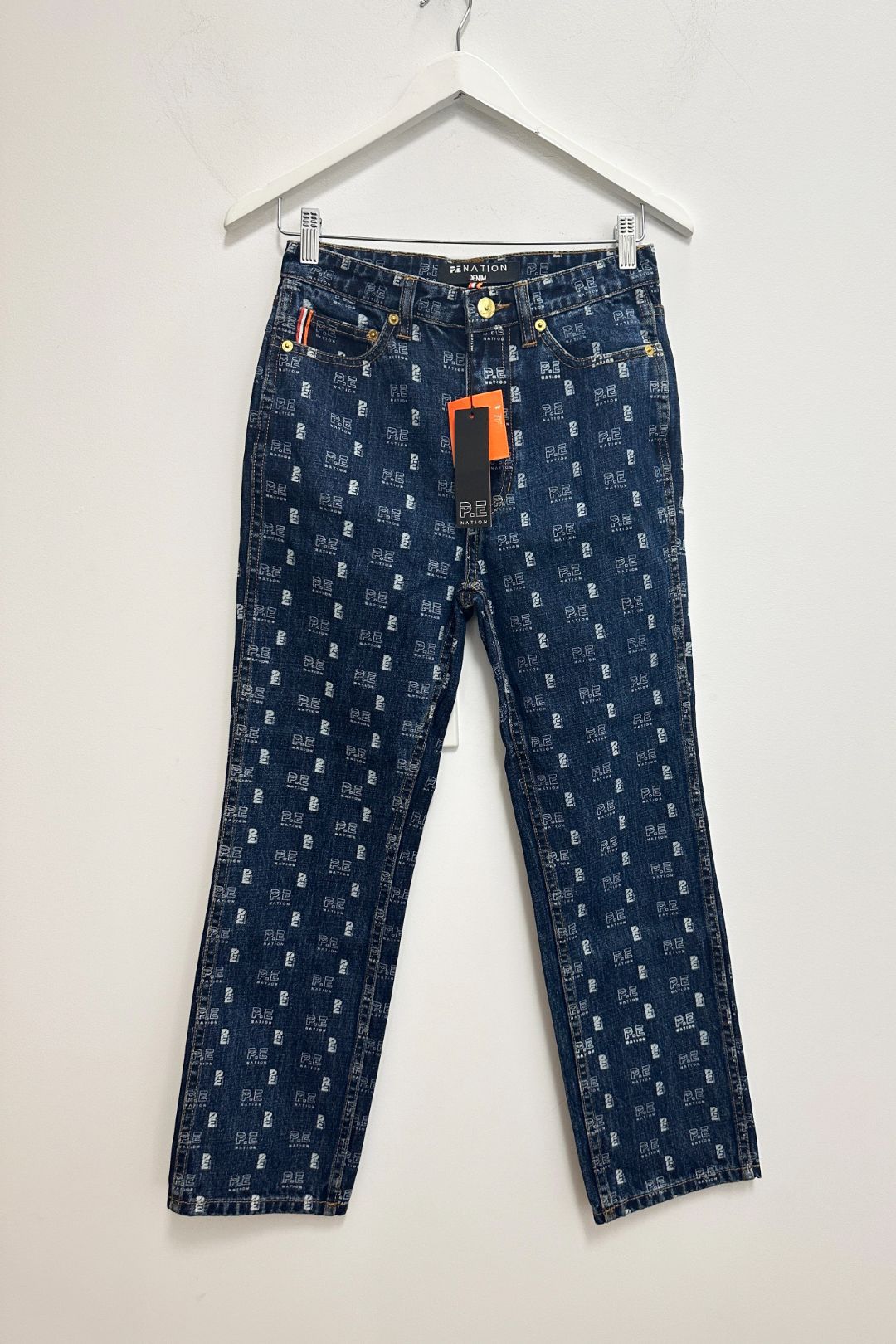 Buy Logo Print Power Round Blue Denim Jeans | PE Nation | GlamCorner