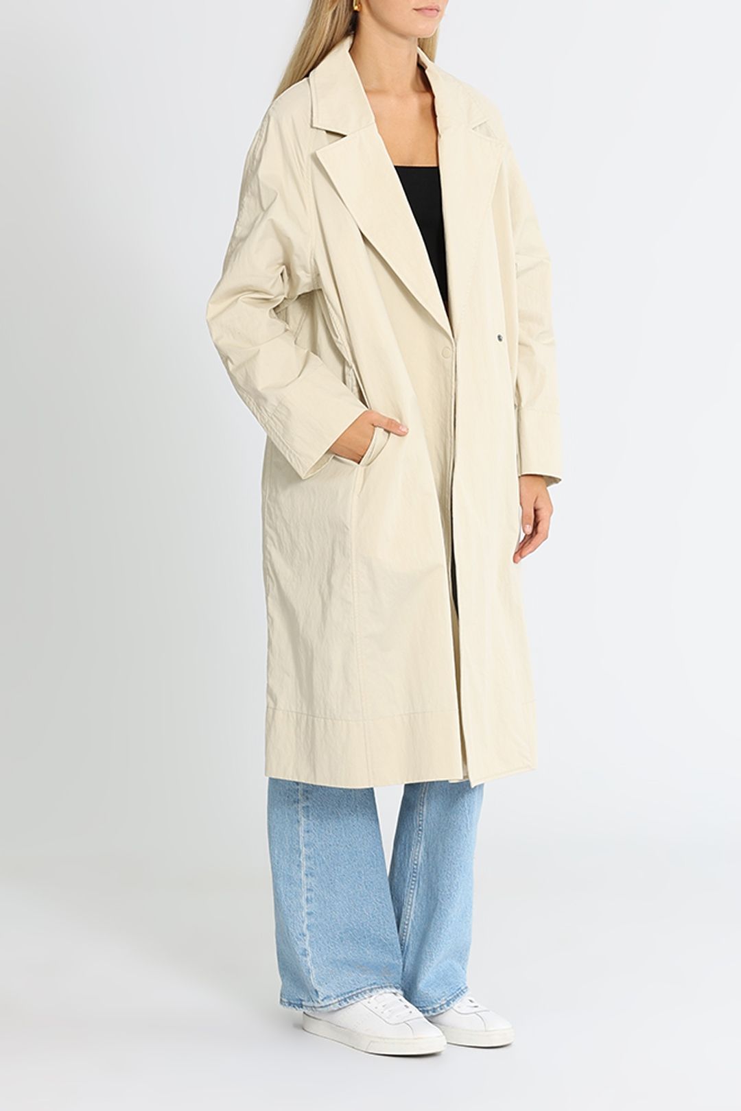 Hire Orwell Cotton Coat in Natural | JAC + JACK | GlamCorner